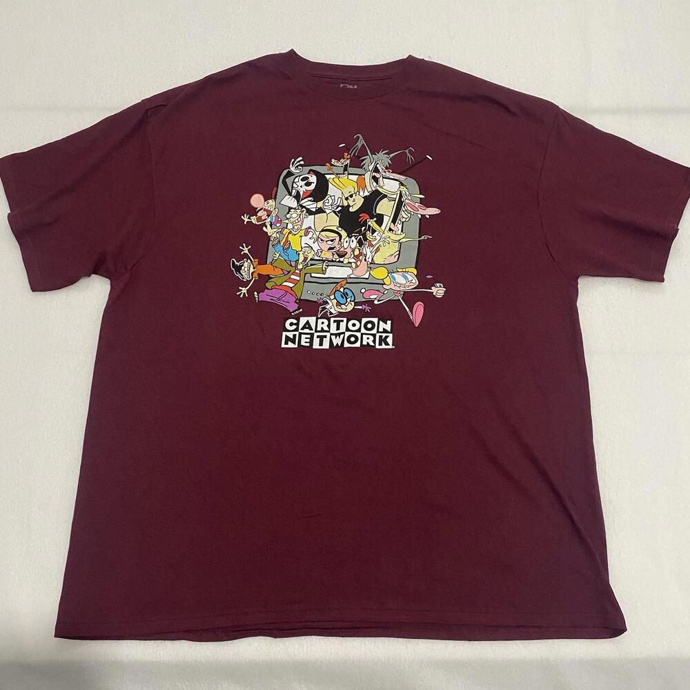 2019 Cartoon Network Logo Graphic Burgundy Red Cotton… - Gem